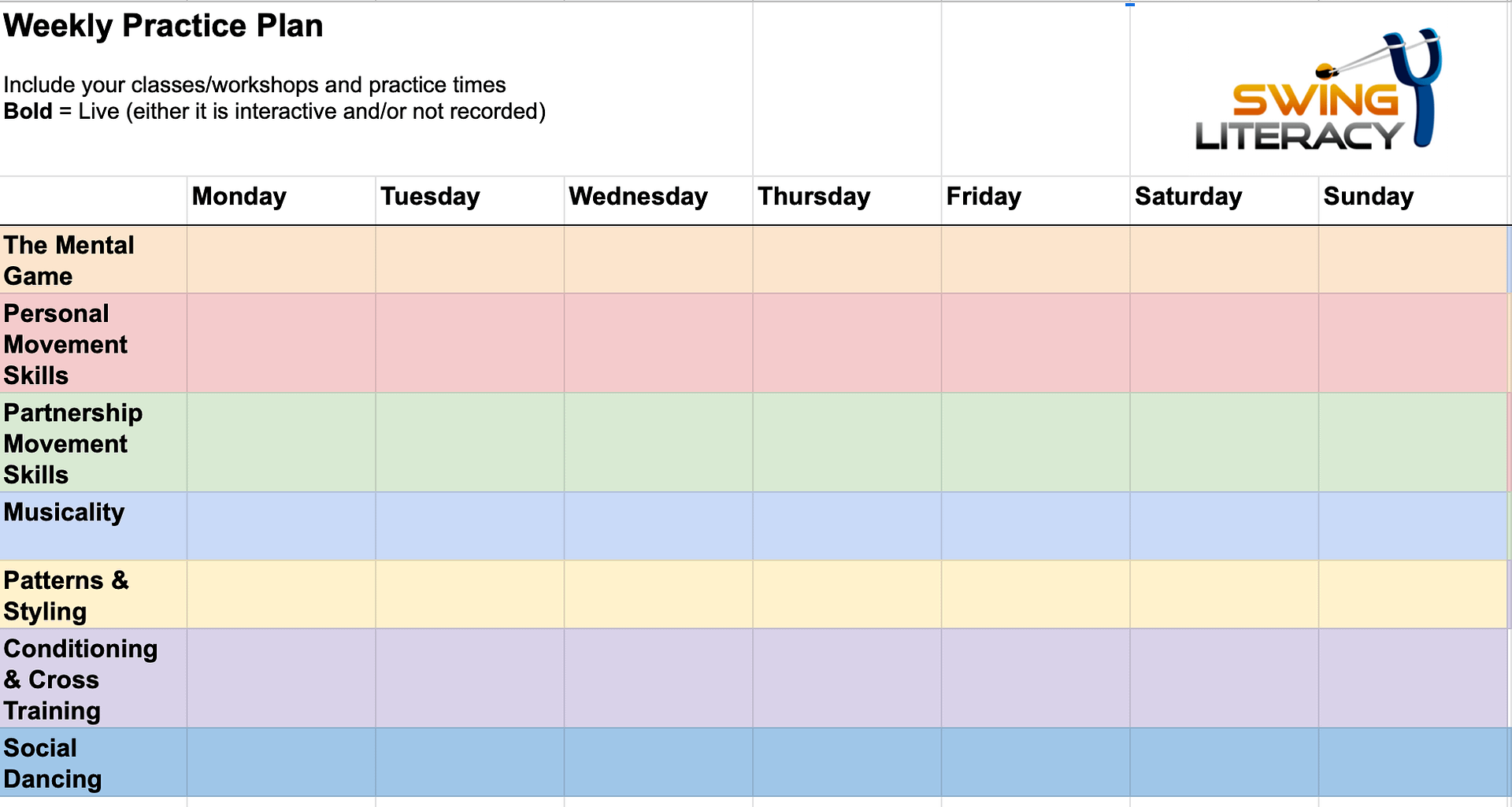 ESTABLISH YOUR WEEKLY PRACTICE STRUCTURE - SwingLiteracy.com