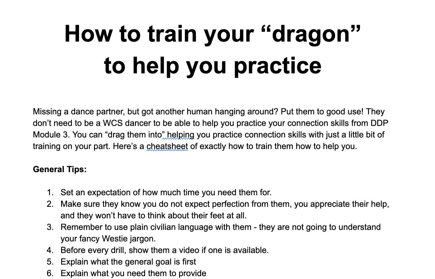 Prep your partner - SwingLiteracy.com