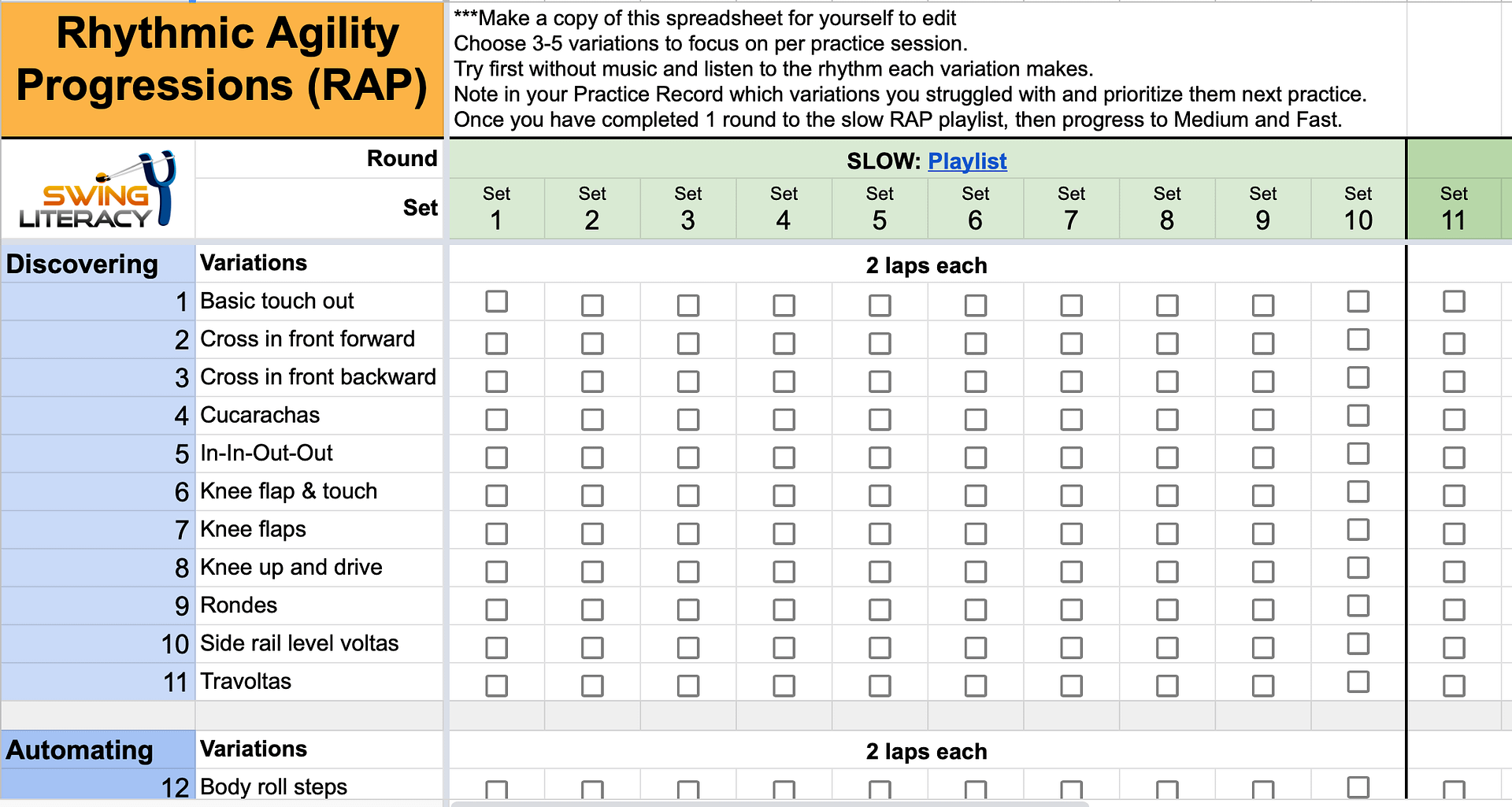 RAP Checklist for Exploring - SwingLiteracy.com